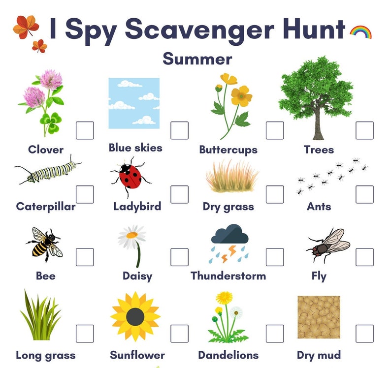 I Spy Summer Scavenger Hunt | PDF Downloadable Activity Sheet | Season ...
