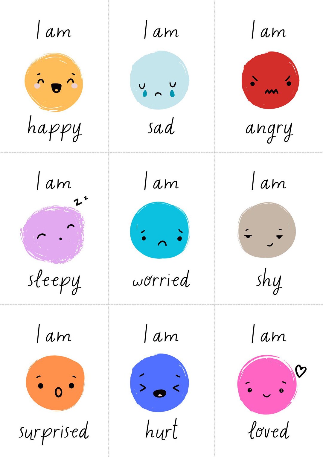 How Are You Feeling? Simple Emotions Feelings Flash Cards A4 Document ...