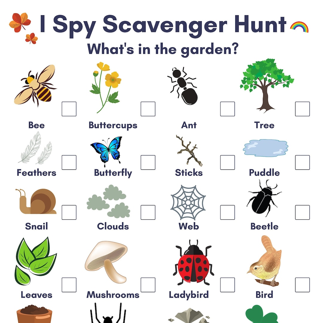 I Spy Scavenger Hunt | PDF Downloadable Activity Sheet | What's in the ...