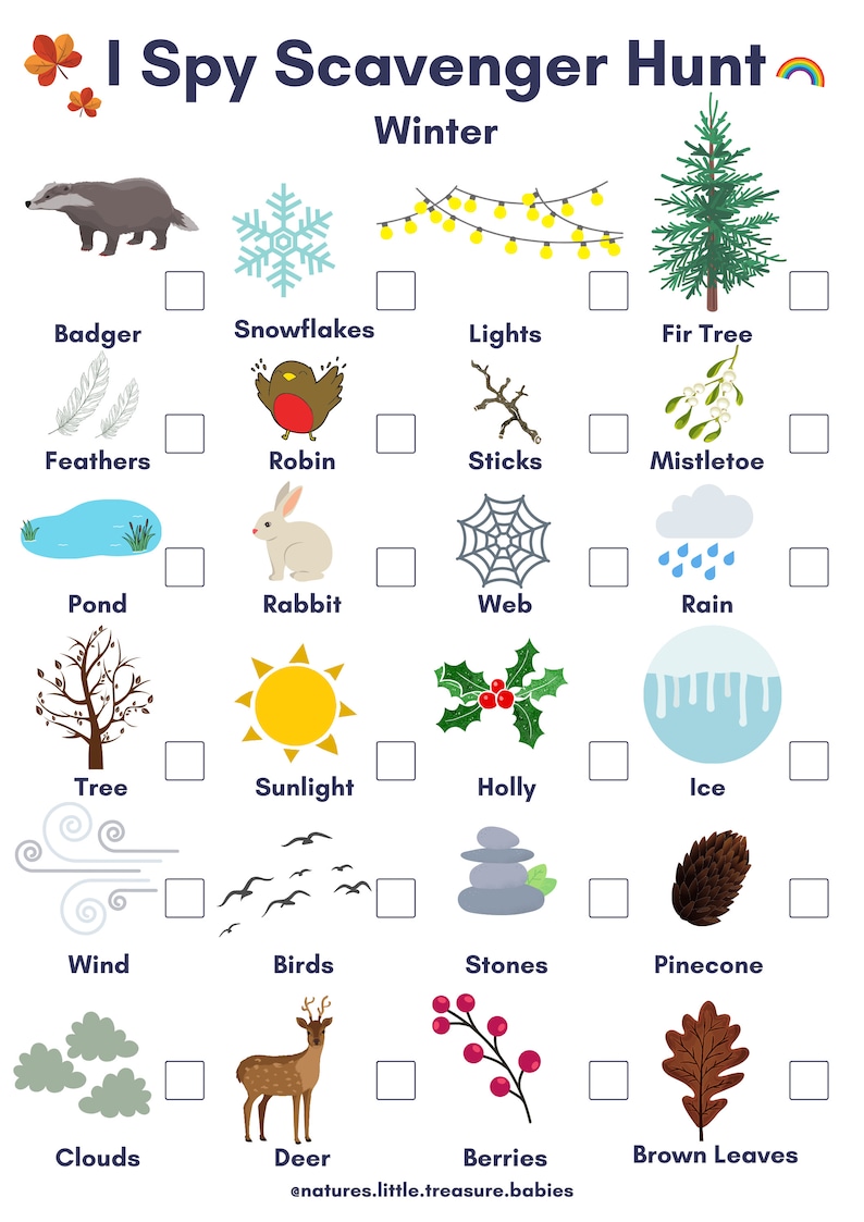 Winter Themed I Spy Scavenger Hunt PDF Downloadable Activity | Etsy