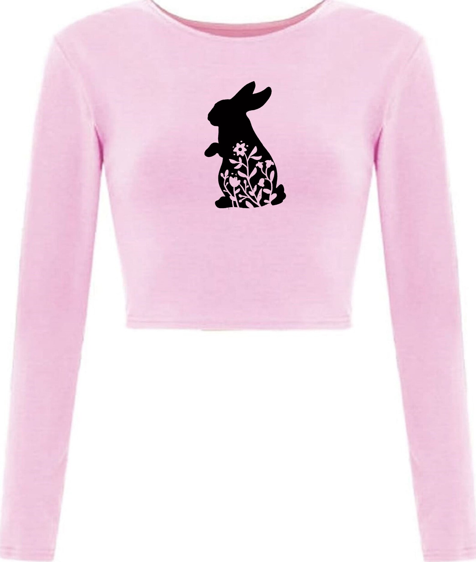 Happy Easter Cute Bunny Gift With Flowers Crop Tops Crop-top | Etsy