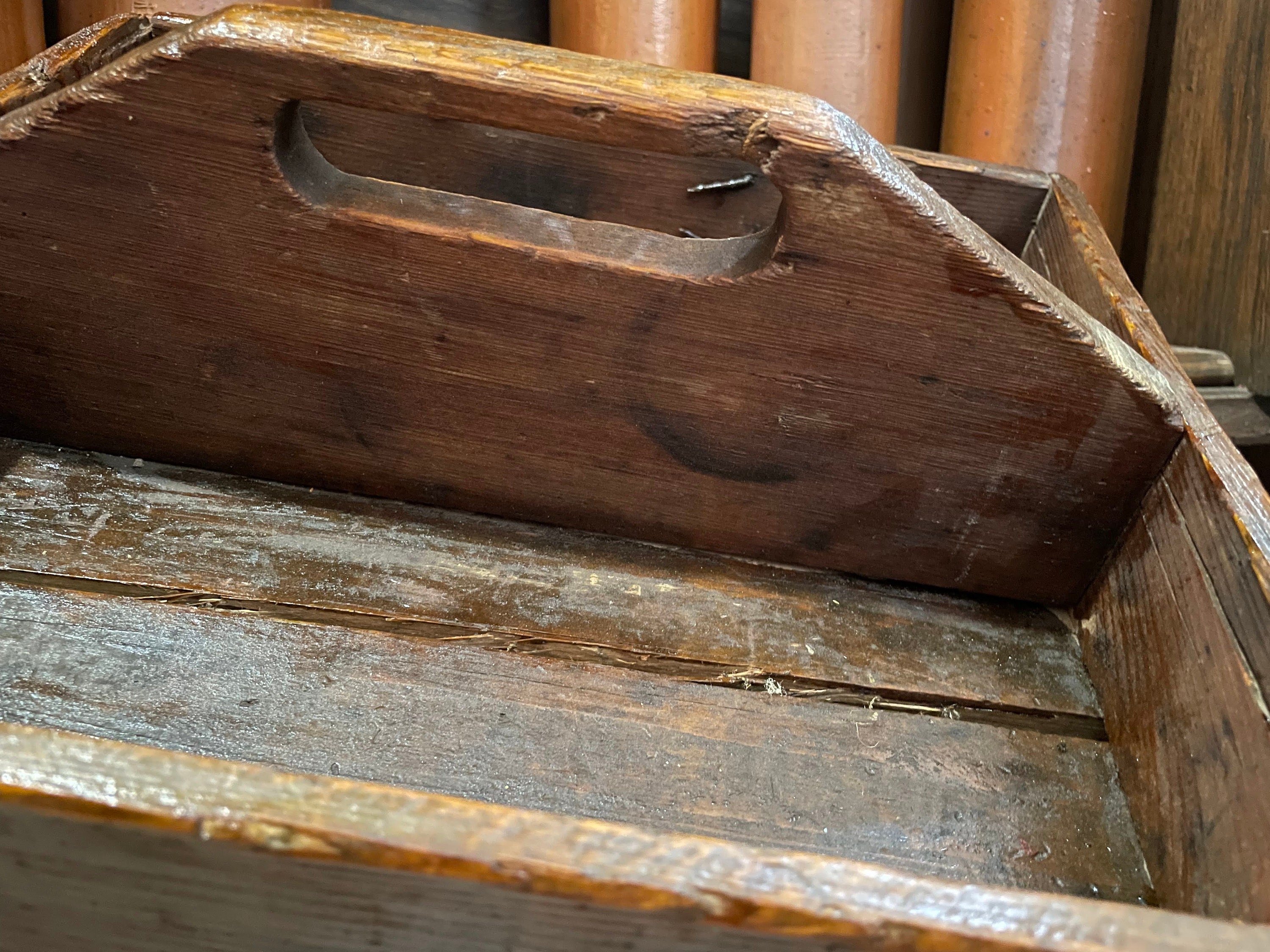 Antique Wood Tote Primitive Wood Tool Caddy Vintage Wood Display Shelf ...