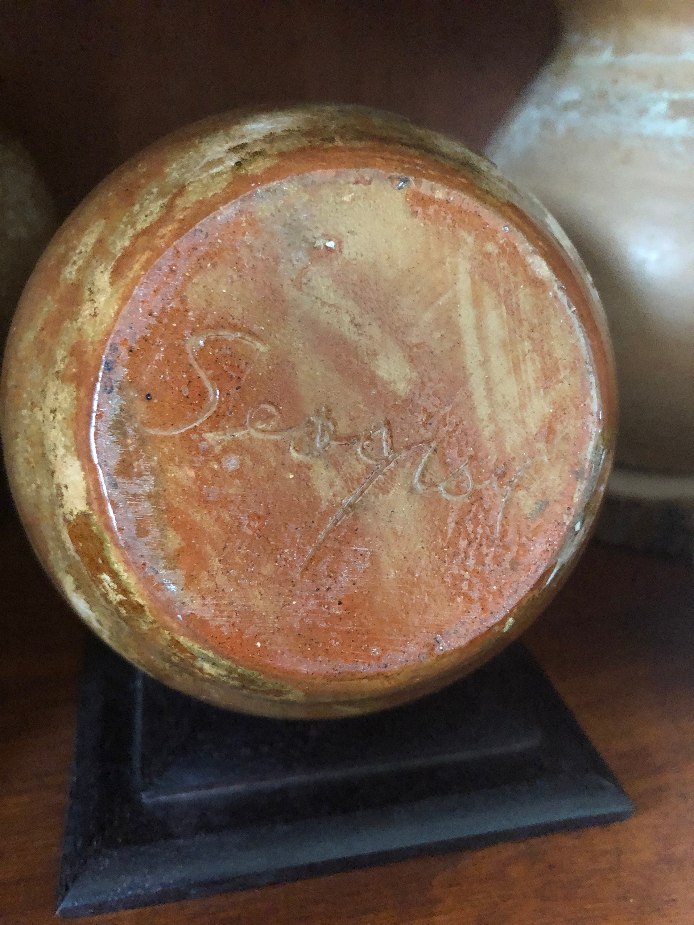 Vintage Glazed Vase Earth Fired Pottery Ceramic Vase Firesigned Studio ...