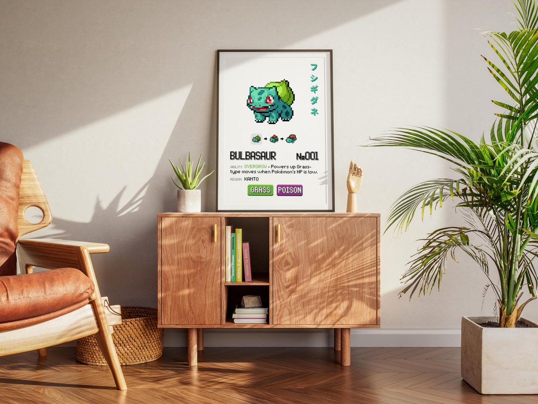 BULBASAUR Pokemon Poster Aesthetic Starter Printable Simple Nintendo ...