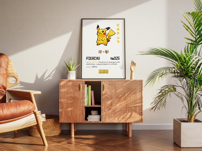 PIKACHU Pokemon Poster | Aesthetic Starter Printable | Simple Nintendo ...