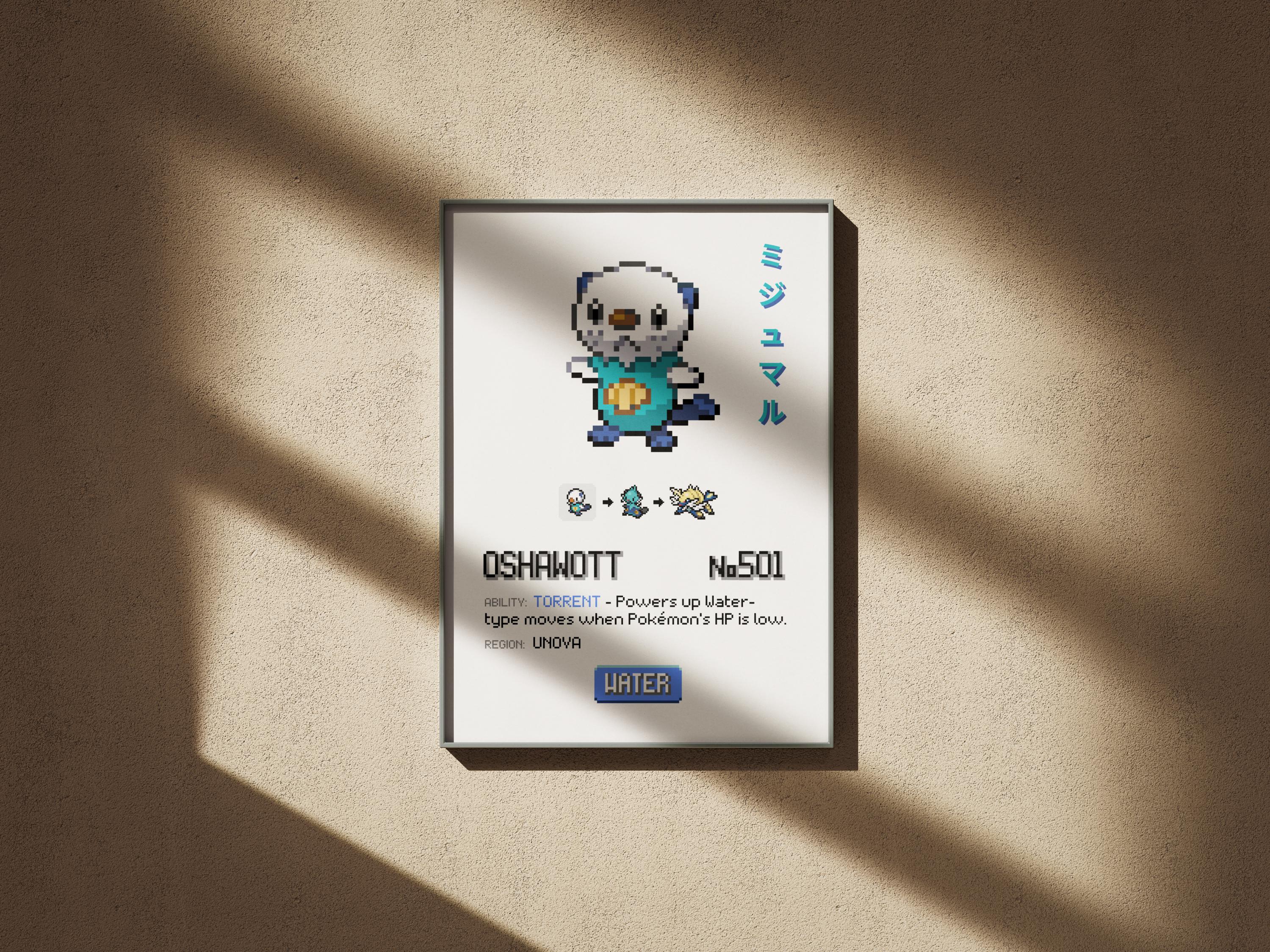 OSHAWOTT Pokemon Poster | Aesthetic Starter Printable | Simple Nintendo ...