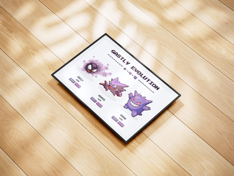 GASTLY EVOLUTION Pokemon Poster Aesthetic Printable Simple Nintendo ...