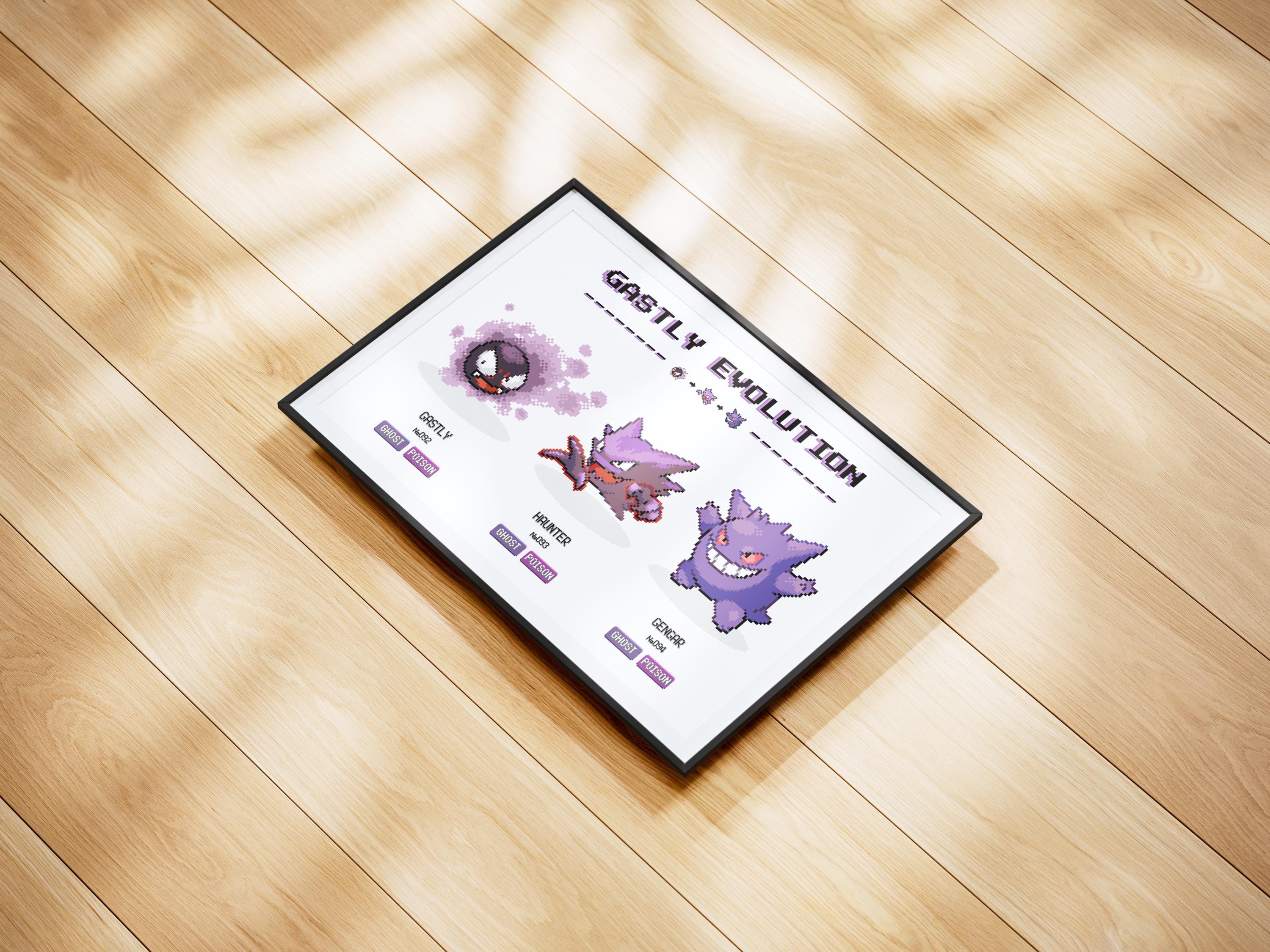 GASTLY EVOLUTION Pokemon Poster Aesthetic Printable Simple Nintendo ...