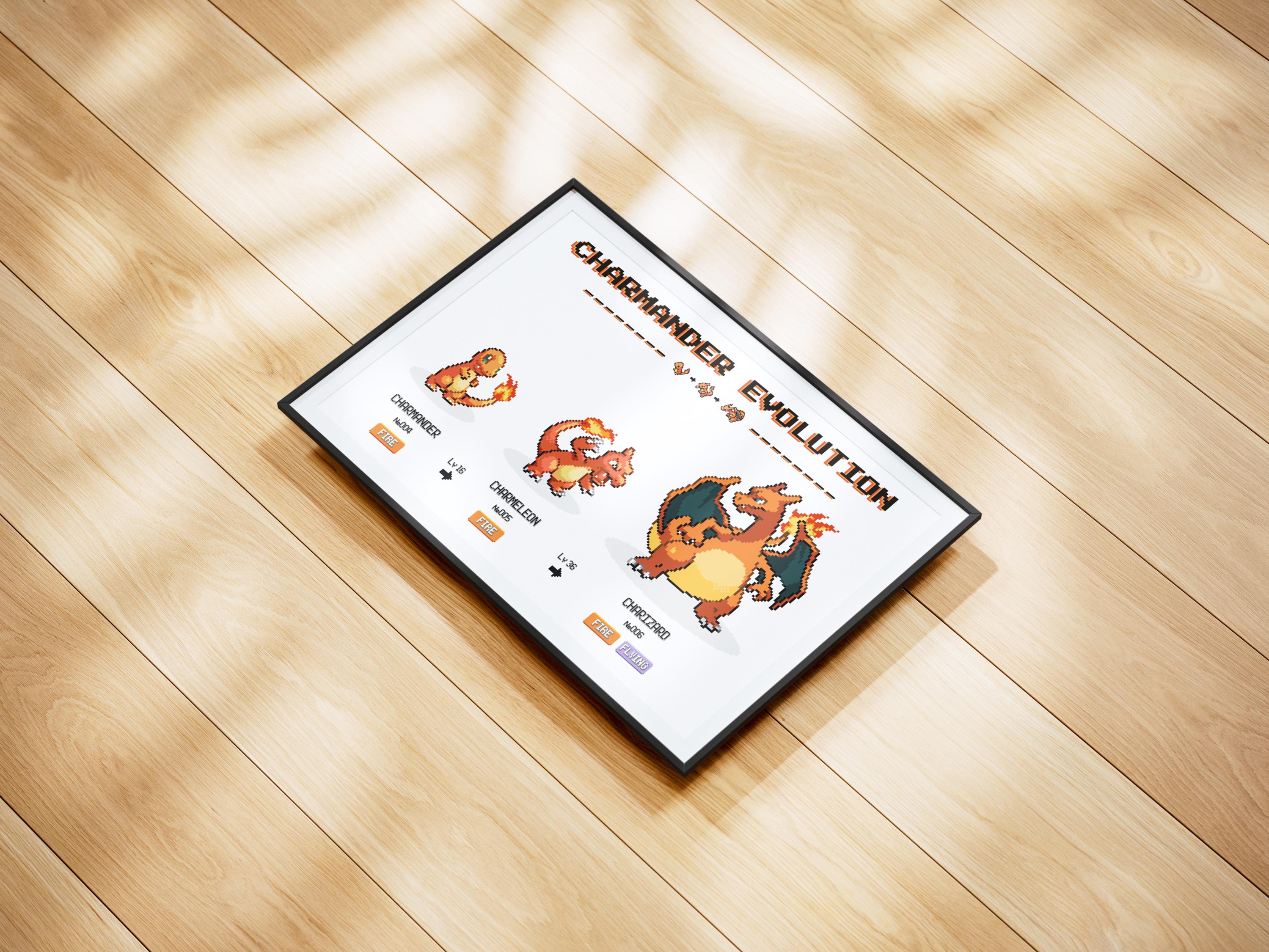CHARMANDER EVOLUTION Pokemon Poster Aesthetic Starter Printable Simple ...