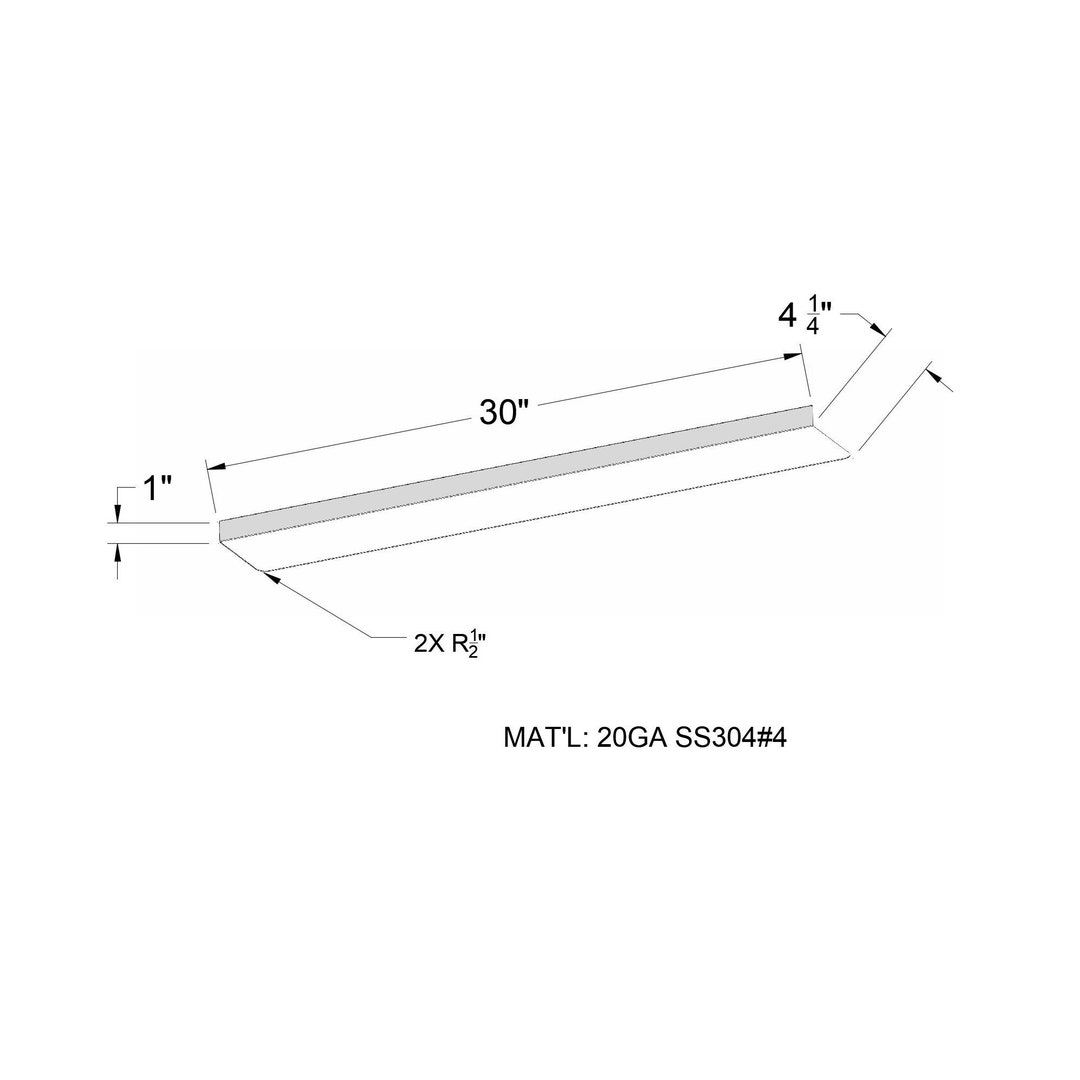 Brushed Stainless Steel Inside Corner W/ Front Radi 4 1/4 X 1 X 30 - Etsy