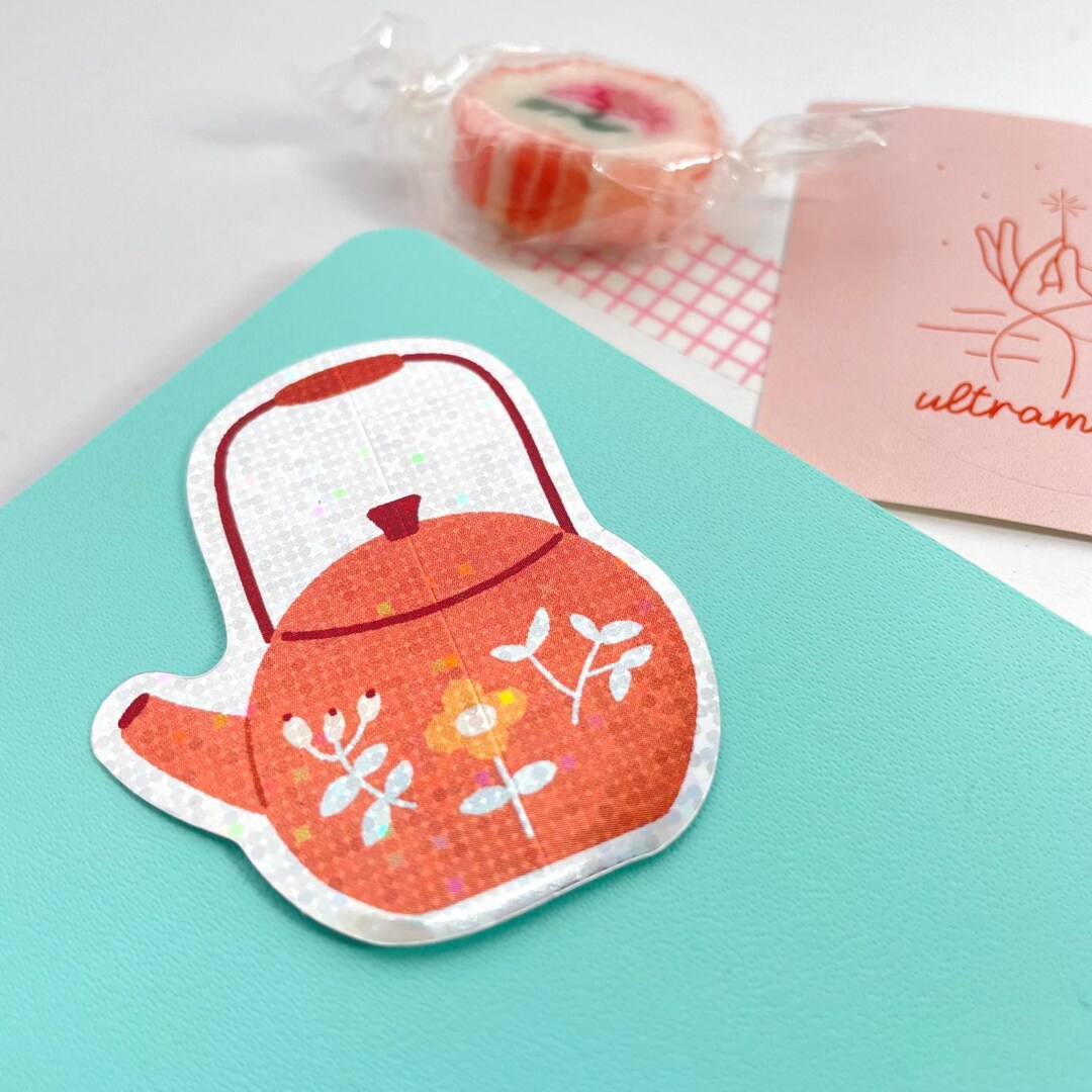Teapot Glitter Sticker - Cute Vinyl Sticker - Etsy
