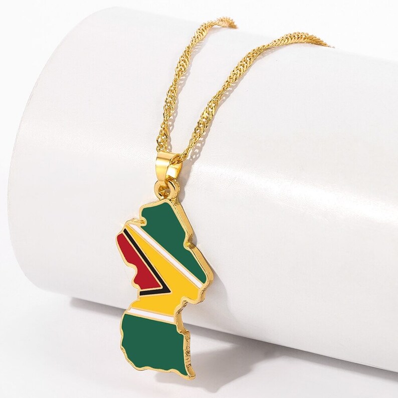 Guyana 18K Gold Plated Necklace / Guyana Jewelry / Guyana - Etsy