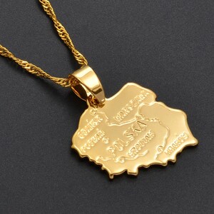 18K Gold Plated Poland Map Necklace, Poland Necklace, Poland Flag ...