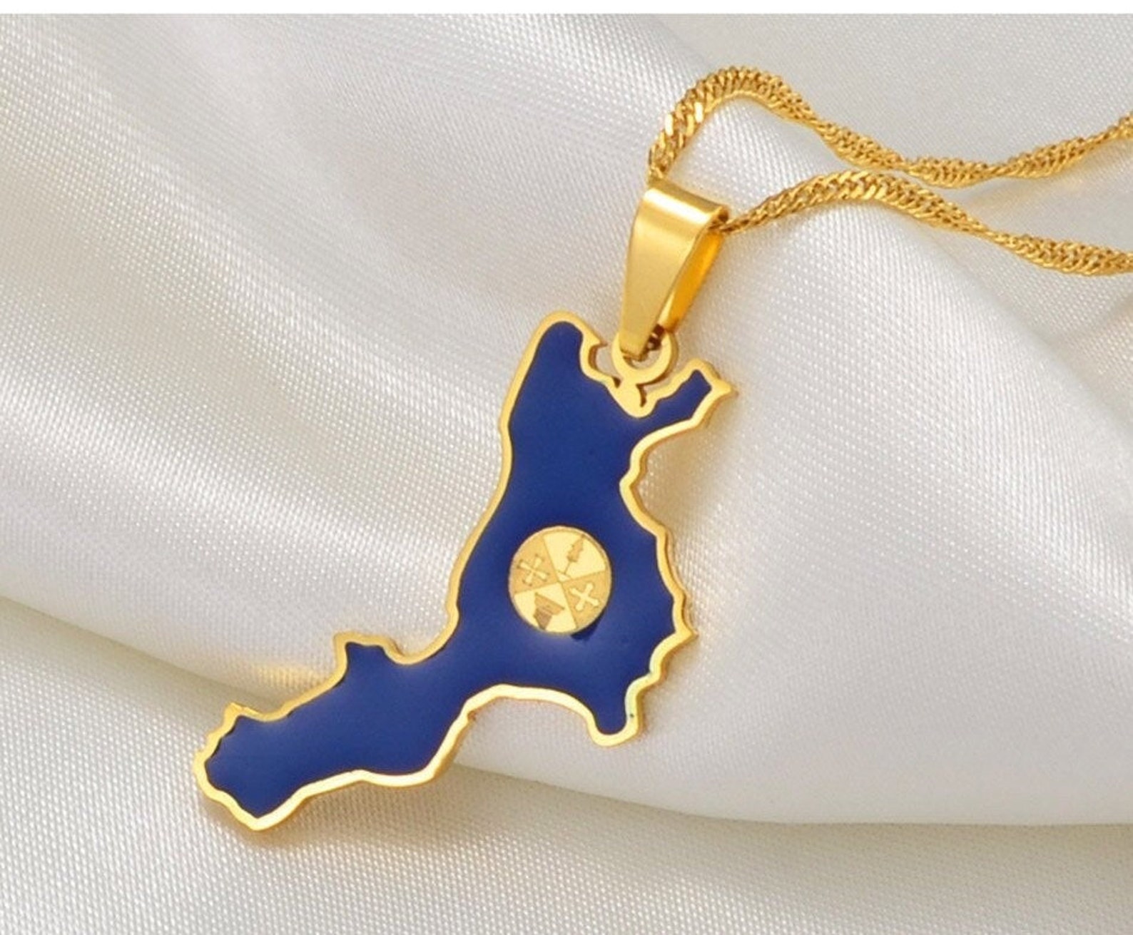 18K Gold Plated Calabria Italy Map Necklace Calabria Italy - Etsy
