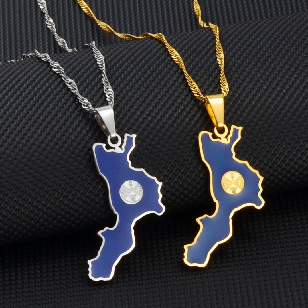 18K Gold Plated Calabria Italy Map Necklace Calabria Italy - Etsy
