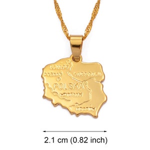 18K Gold Plated Poland Map Necklace, Poland Necklace, Poland Flag ...
