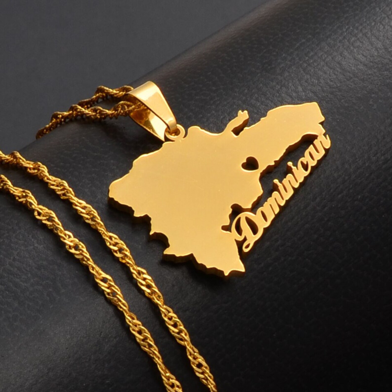 18K Gold Plated Dominican Republic Map Necklace Dominican | Etsy