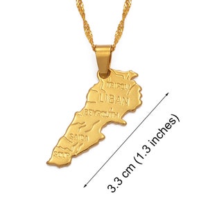 18K Gold Plated Lebanon Necklace, Lebanon Jewelry, Lebanon Necklace ...