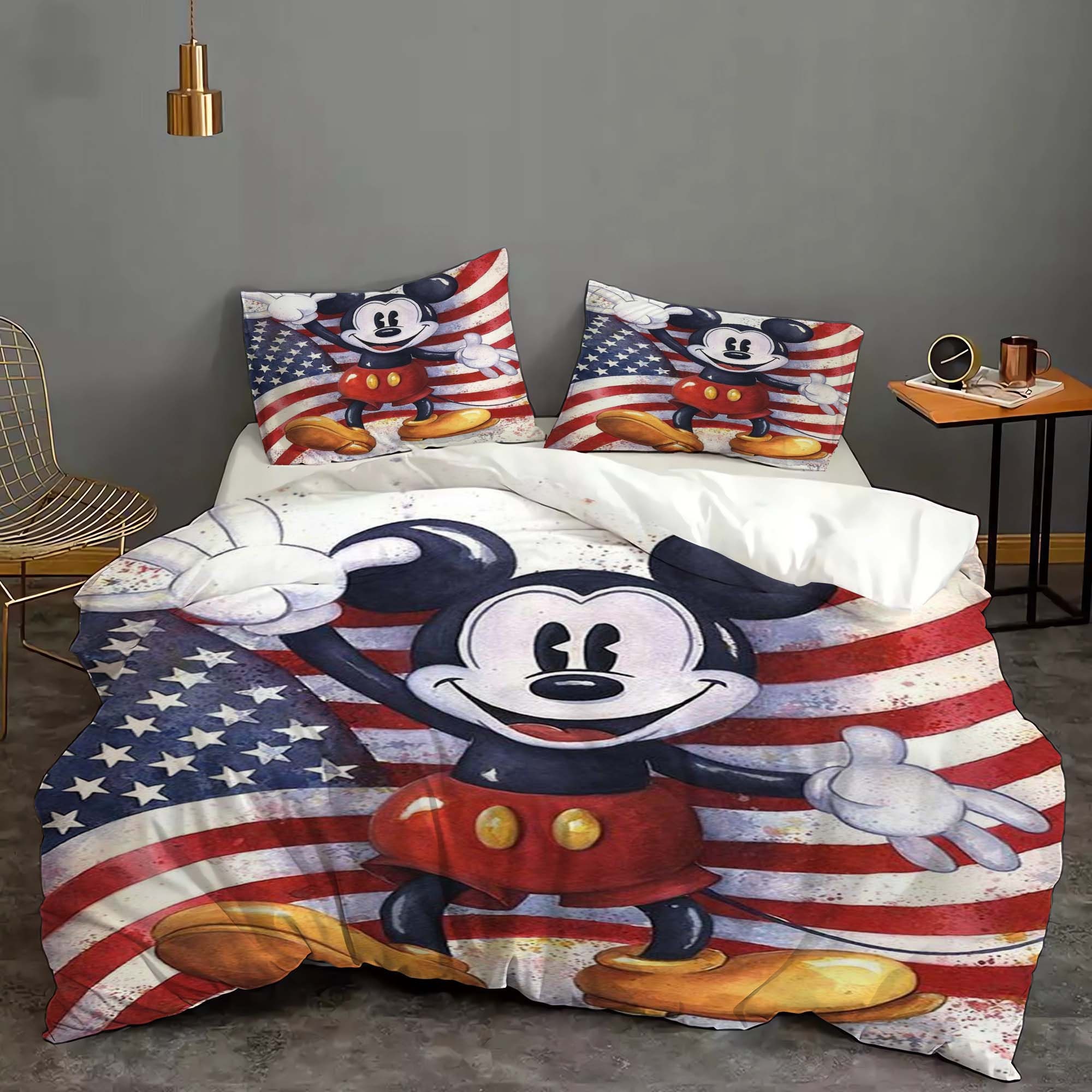 Mickey Mouse Cover Bedding Three-piece Set Printed Comfortable - Etsy
