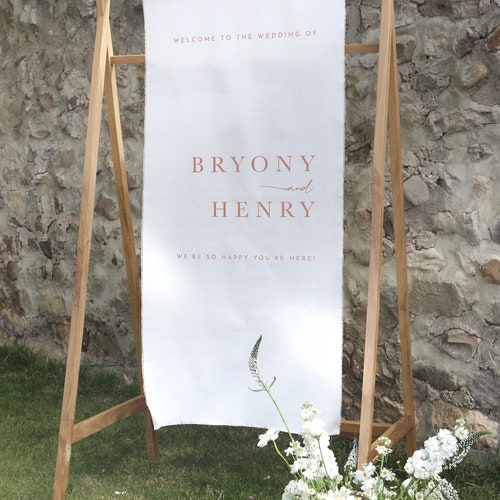 Wedding Fabric Welcome Sign Banner Neutral Minimal Cotton - Etsy
