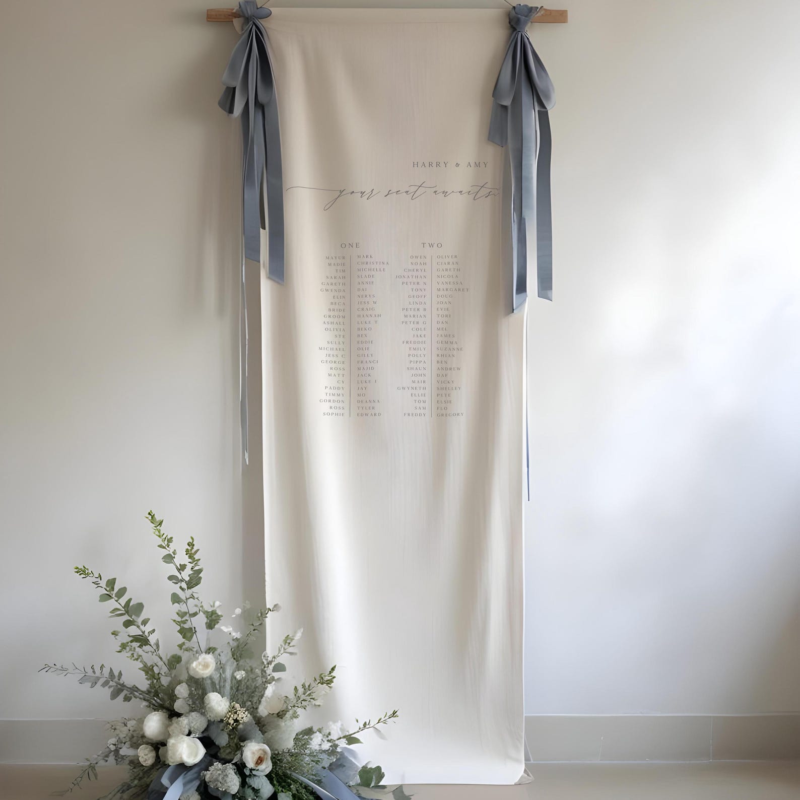 Fabric Wedding Seating Chart: Calligraphy Table Plan - Etsy