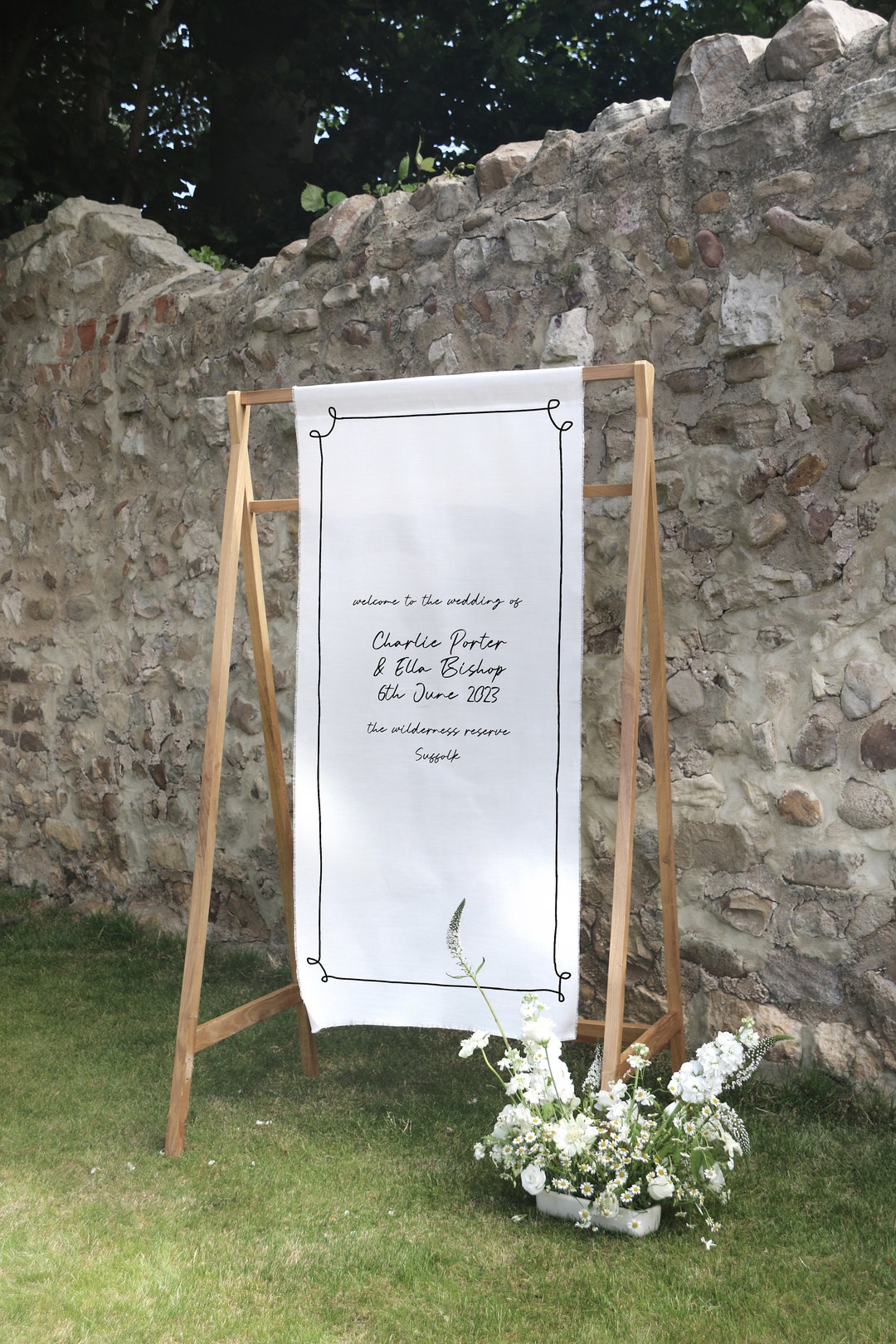 Wedding Welcome Sign Cotton Wedding Banner Hand Drawn Style Wedding ...