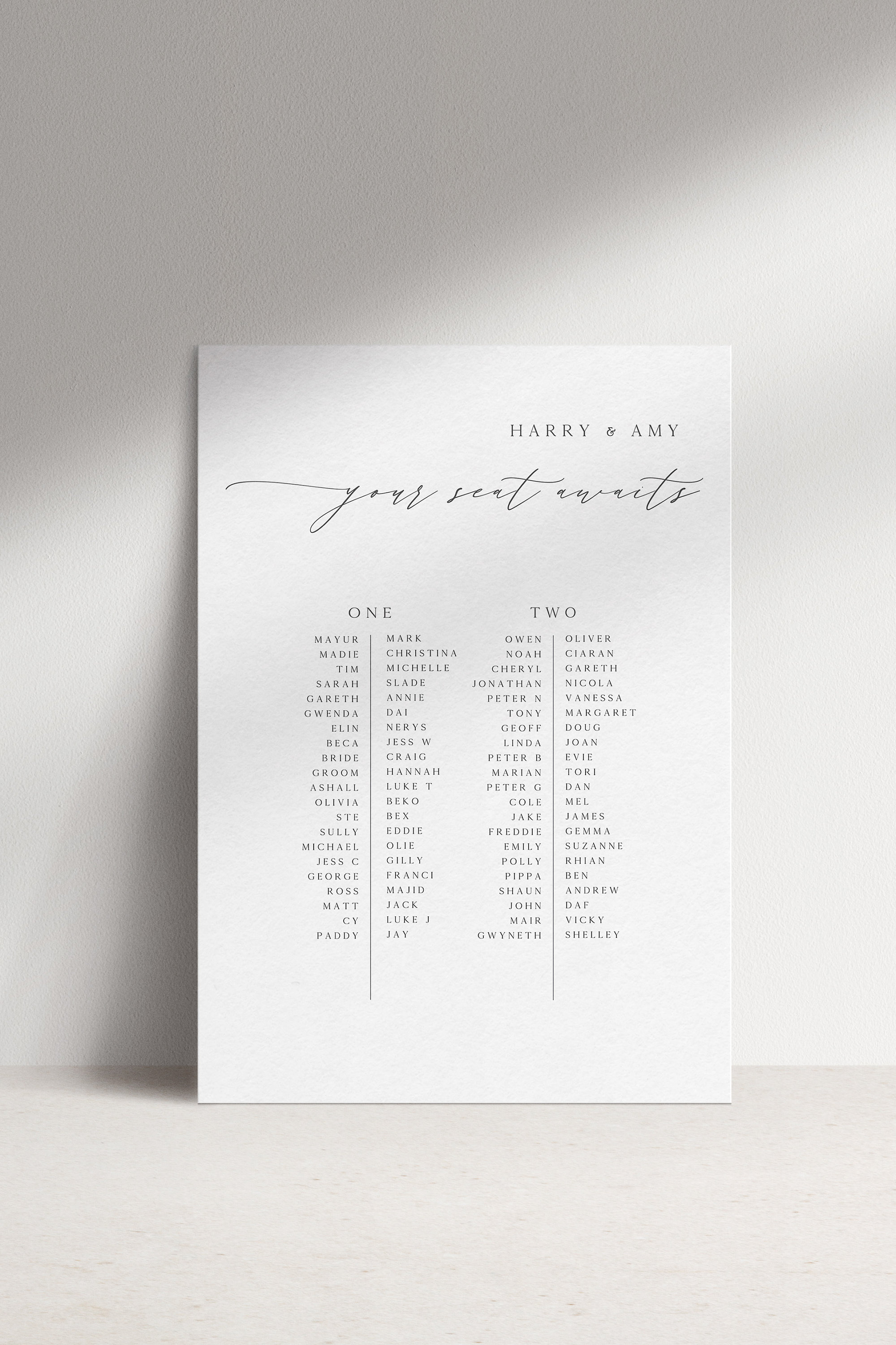 A1 Wedding Table Plan - Wedding Seating Chart - Etsy