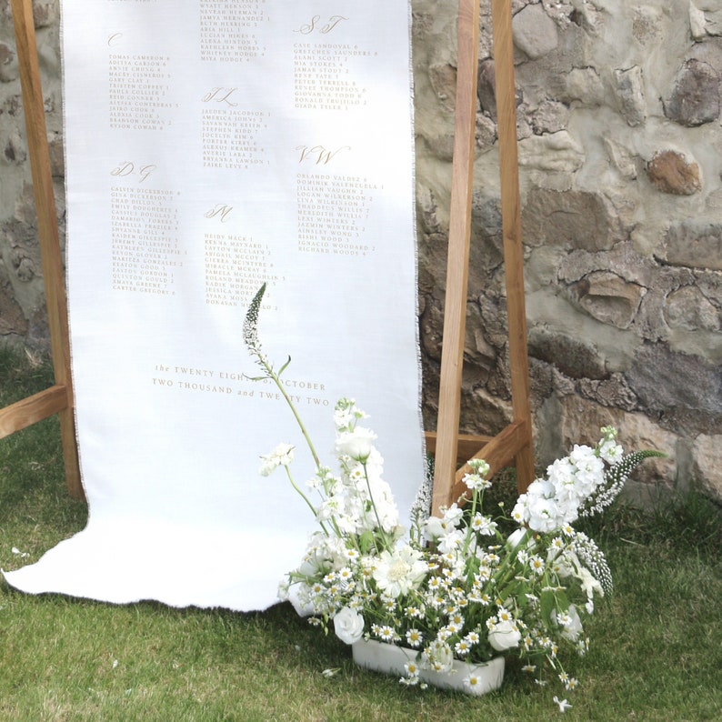 Linen Wedding Seating Chart Banner: Alphabetical Table Plan - Etsy