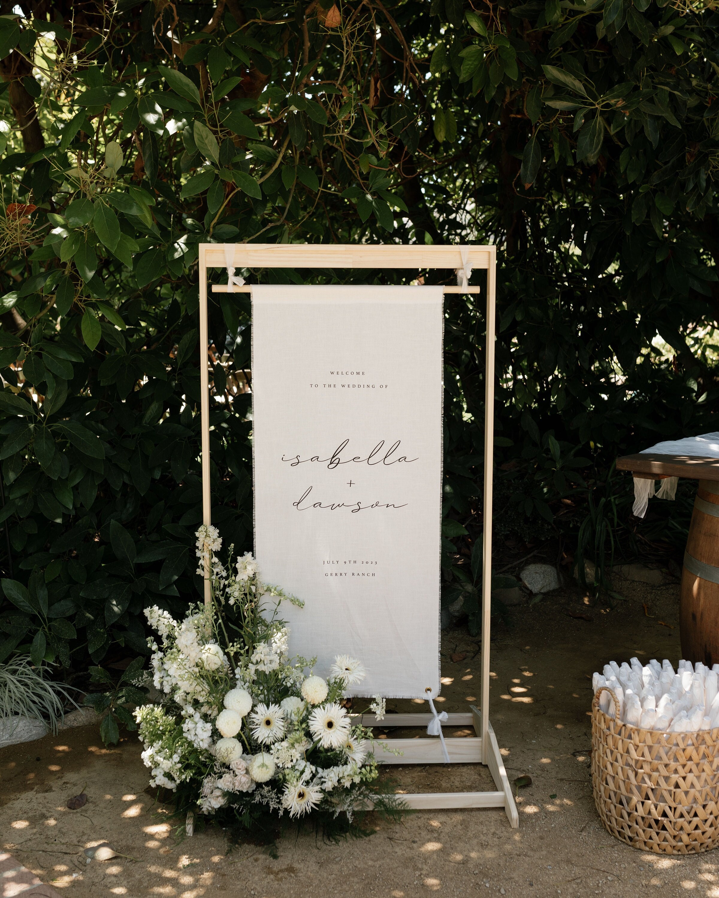 Linen Wedding Welcome Banner: Liliah Collection Fabric Sign - Etsy