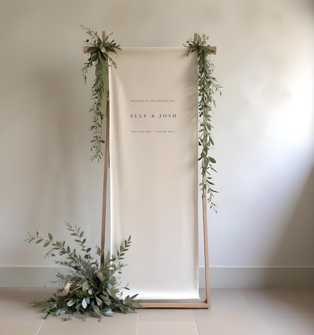 Wedding Welcome Sign - Linen Wedding Banner - Fabric Wedding Sign With ...