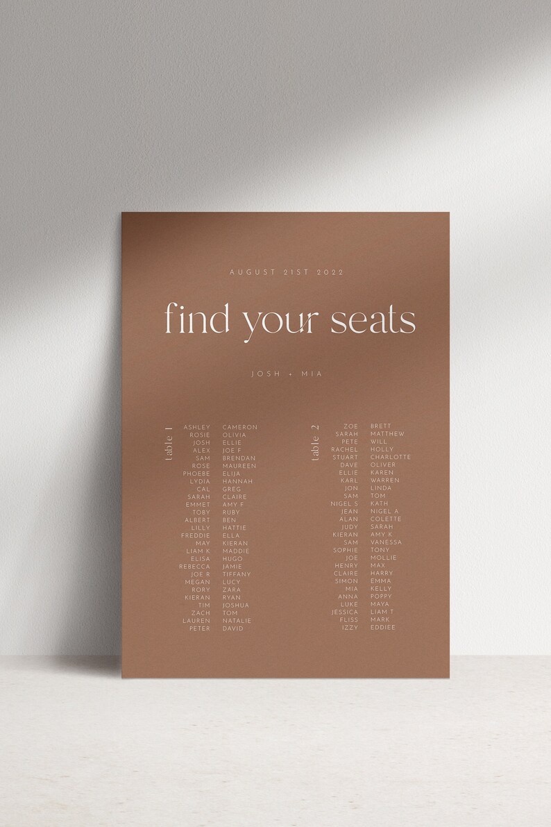 A1 Wedding Table Plan - Wedding Seating Chart - Etsy UK
