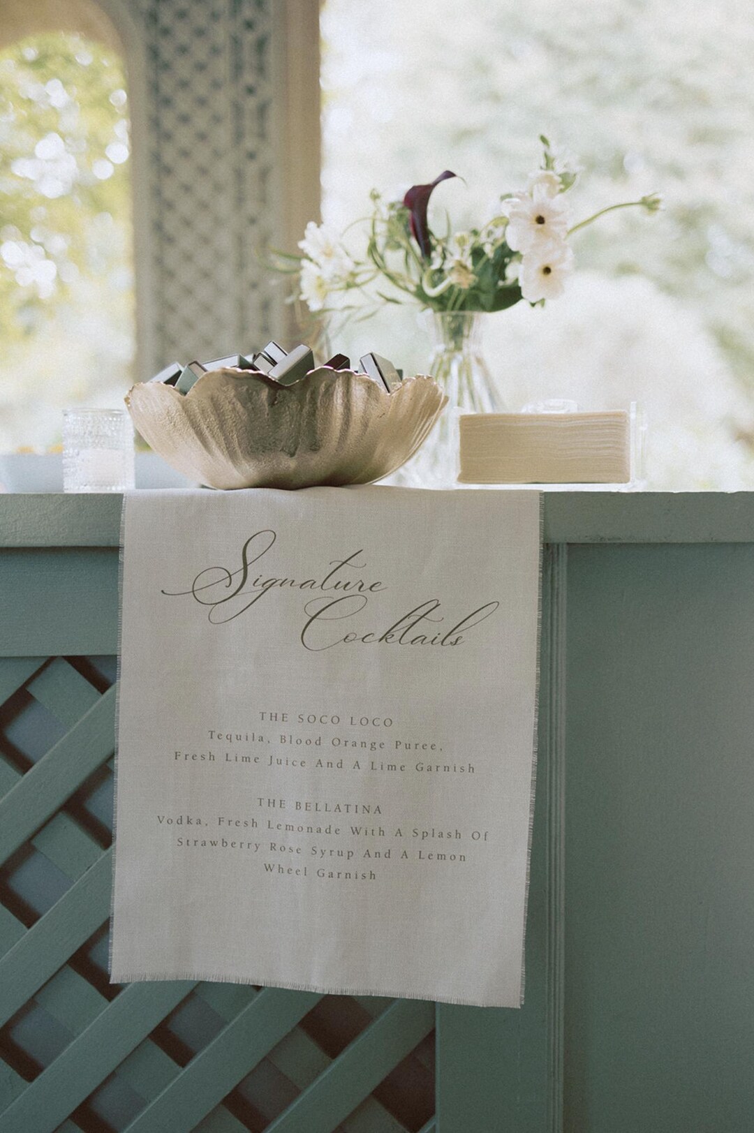 Linen Wedding Bar Sign: Signature Cocktails Banner - Etsy UK
