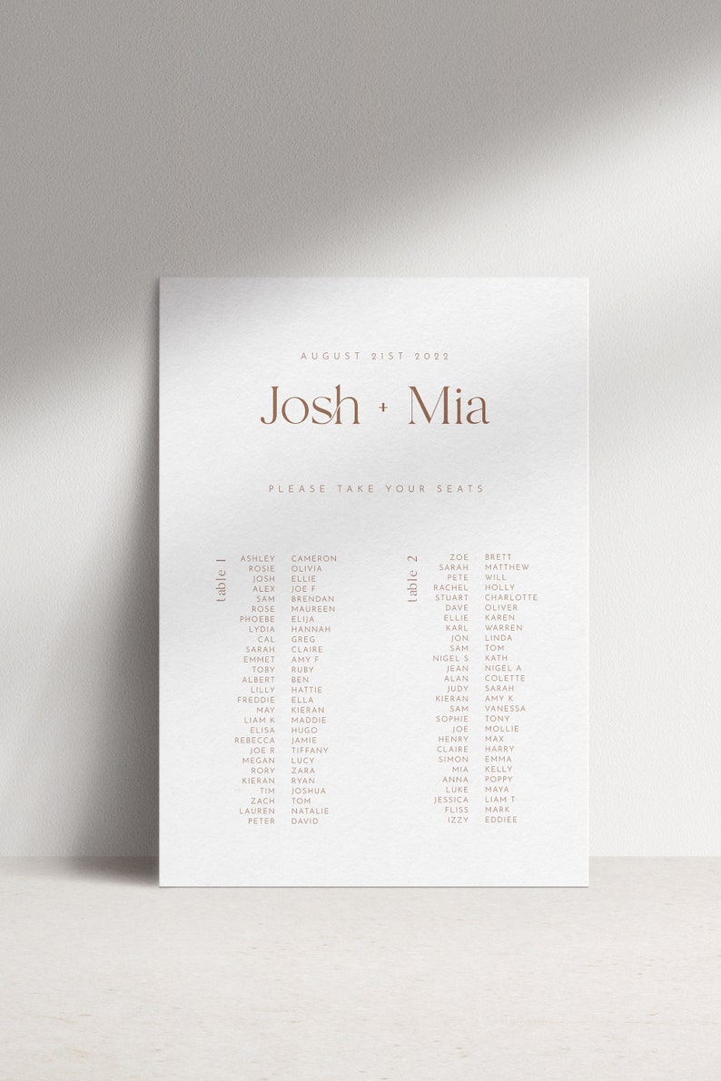 A1 Wedding Table Plan - Wedding Seating Chart - Etsy UK