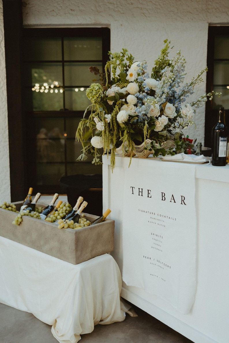 Linen Wedding Bar Sign: Custom Cocktail Banner, Richmond Collection - Etsy