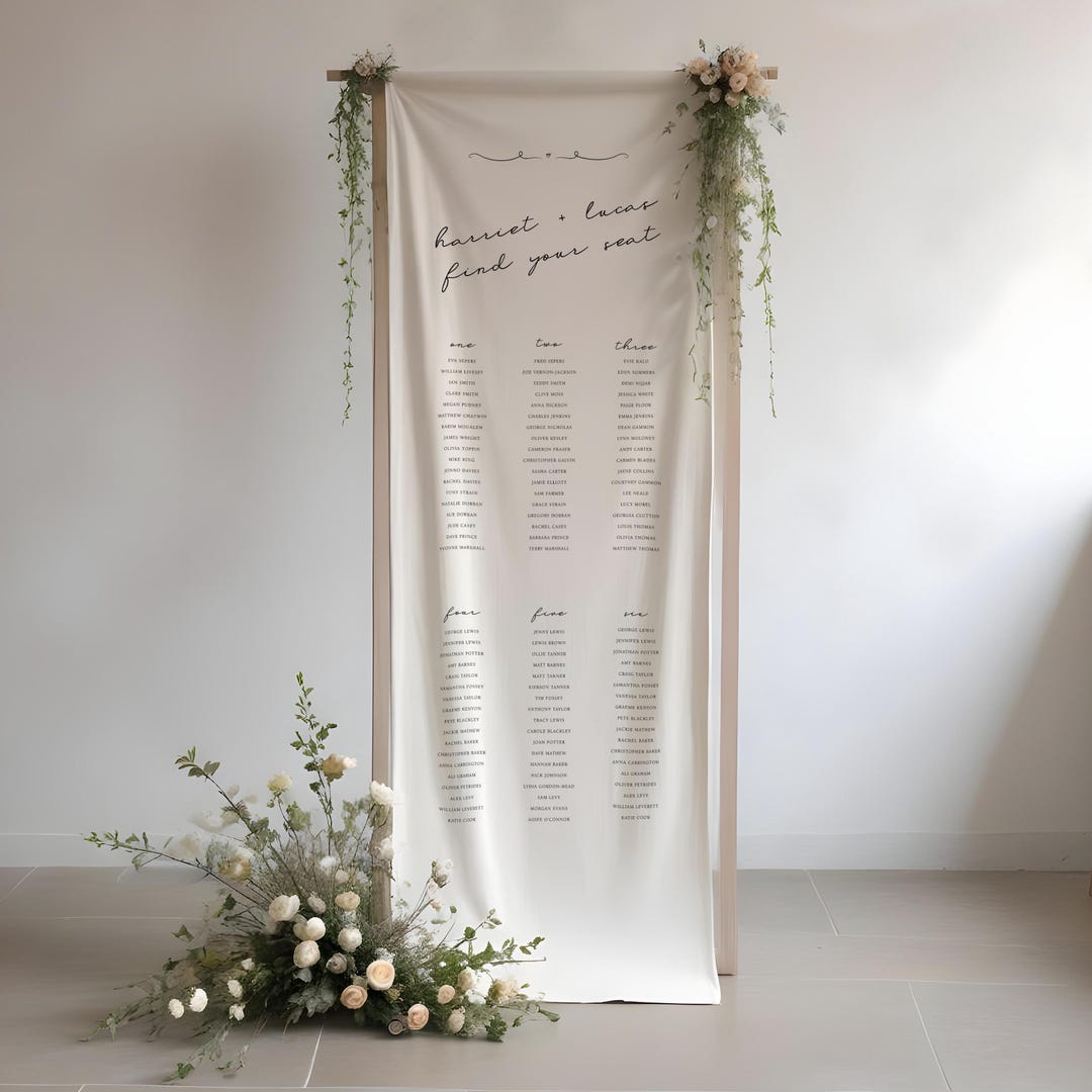 Wedding Table Plan - Wedding Seating Chart - Fabric Wedding Banner ...