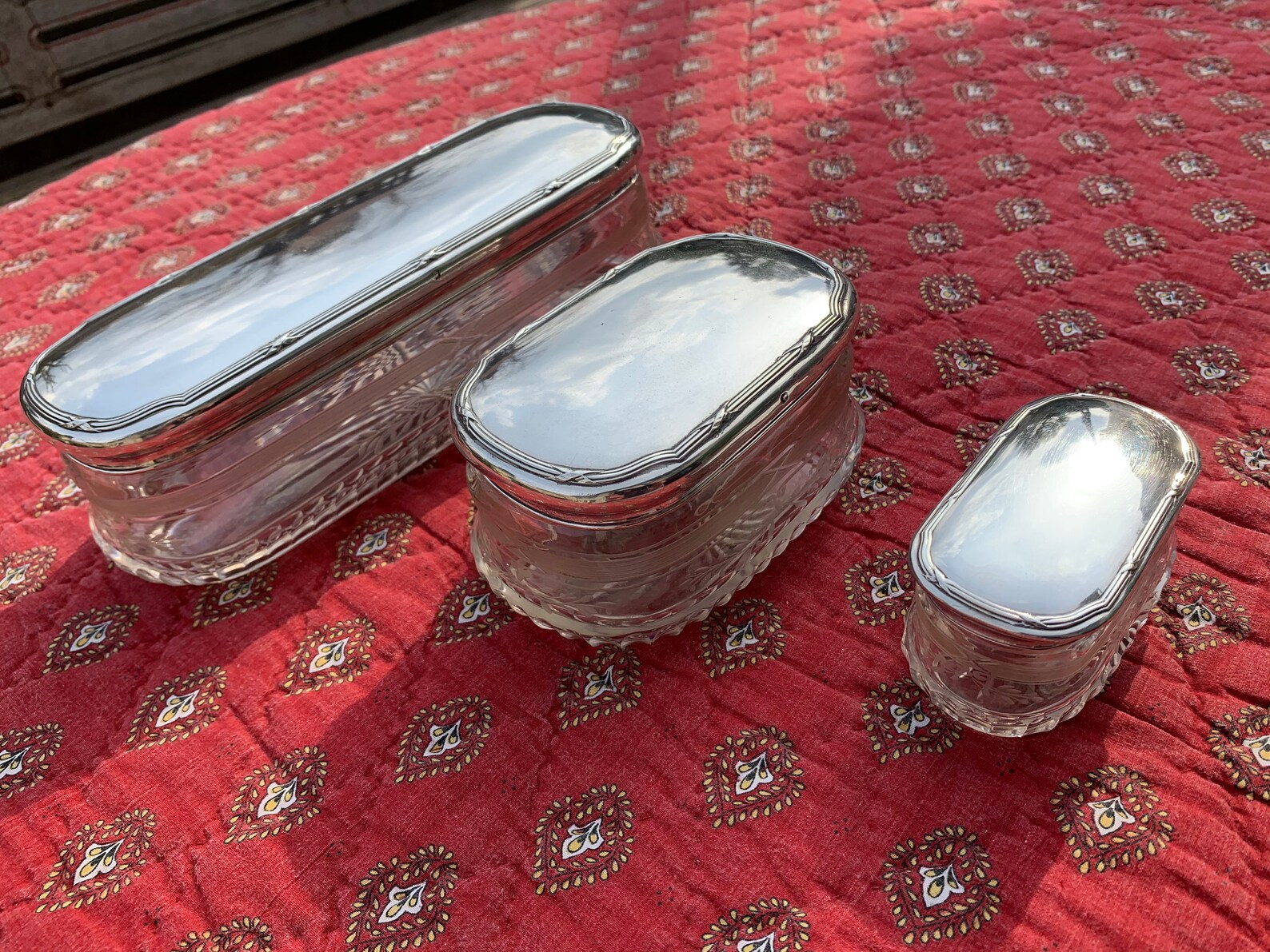 10 Pc Silver and Crystal Dressing Table Set - Etsy