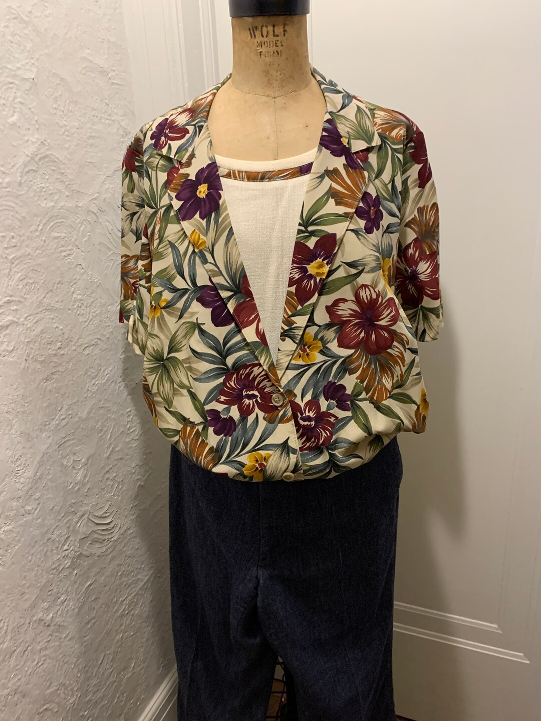 Vintage Alfred Dunner 1980's Fall Beige and Maroon Floral Shirt - Etsy
