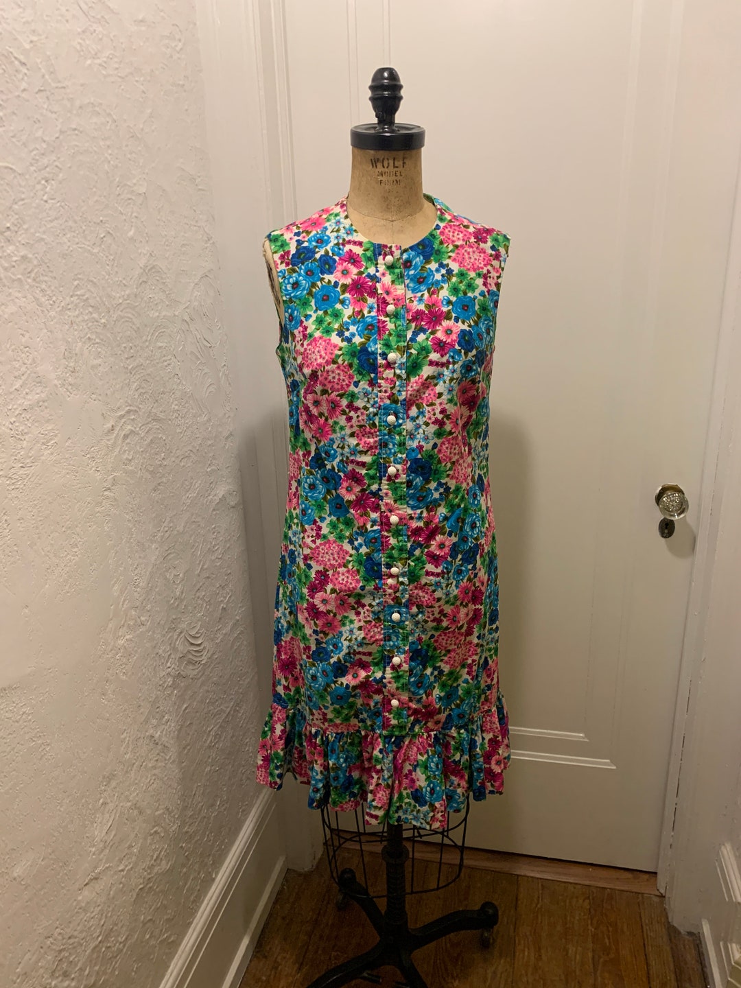 Vintage Mod 60's Neon Floral Mini Dress SM Made by Liberty Circle - Etsy