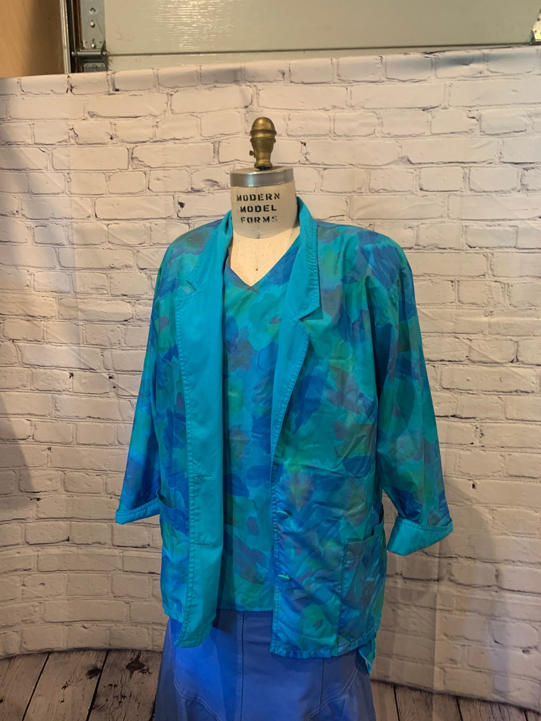 80's Vintage 2 Piece Teal Top and Jacket by Graff - Etsy