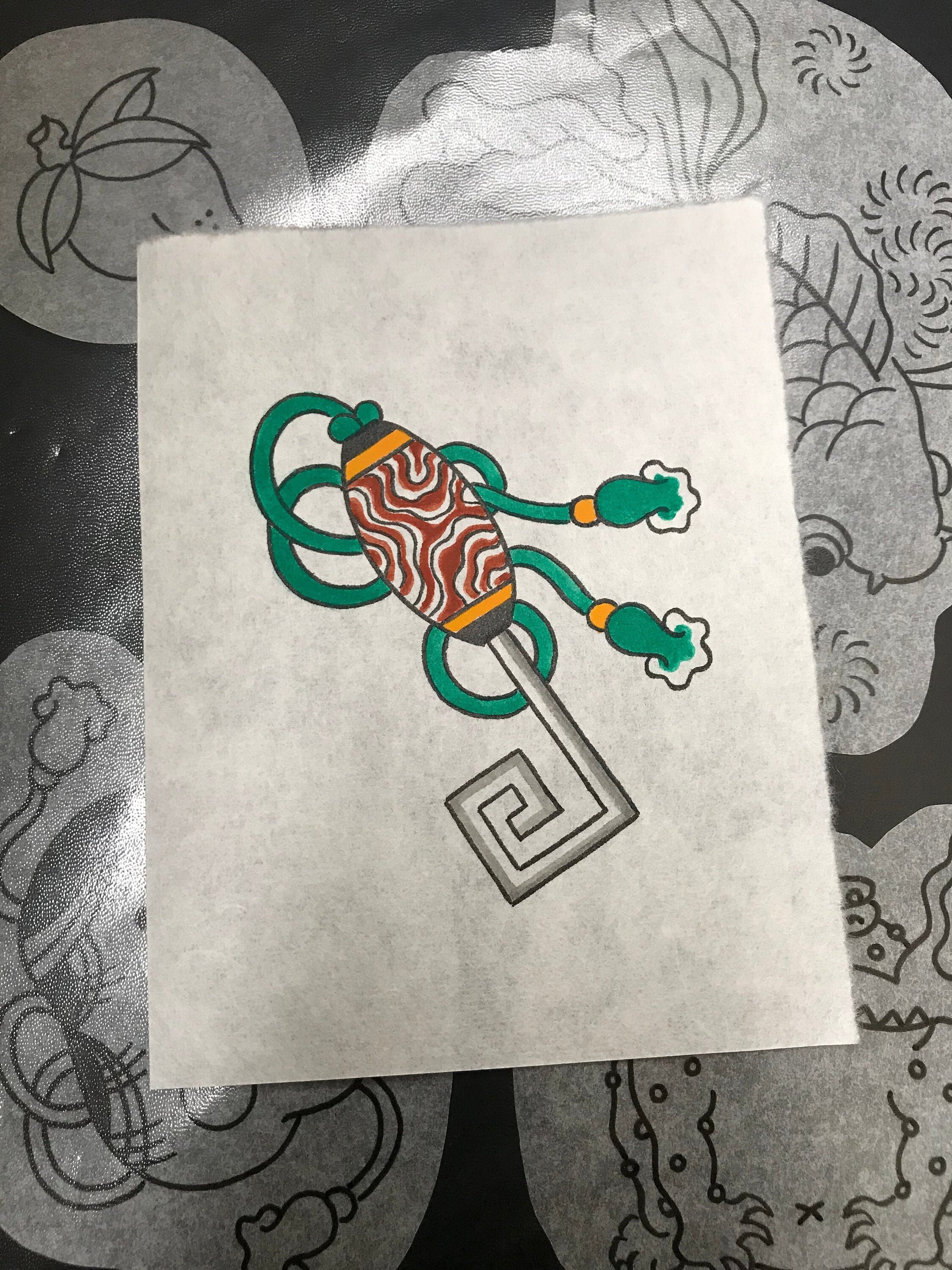 Inari Key 4.5x5.5in Original Painting, Gouache on Japanese Kozo Paper ...