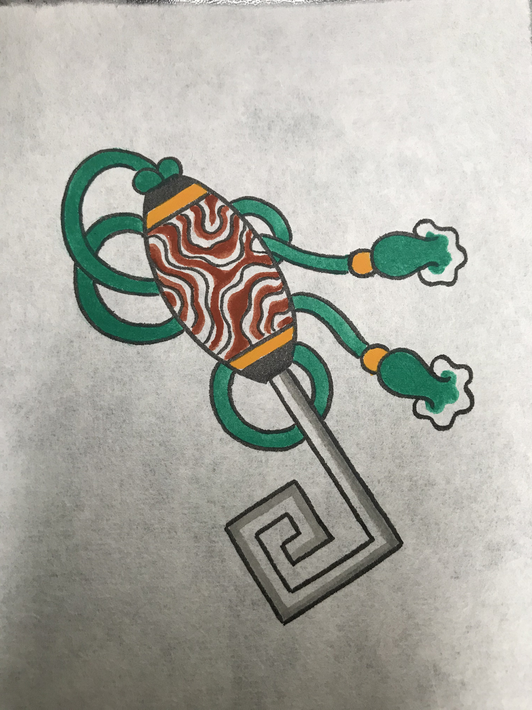 Inari Key 4.5x5.5in Original Painting, Gouache on Japanese Kozo Paper ...