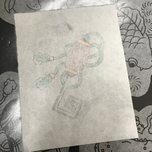 Inari Key 4.5x5.5in Original Painting, Gouache on Japanese Kozo Paper ...