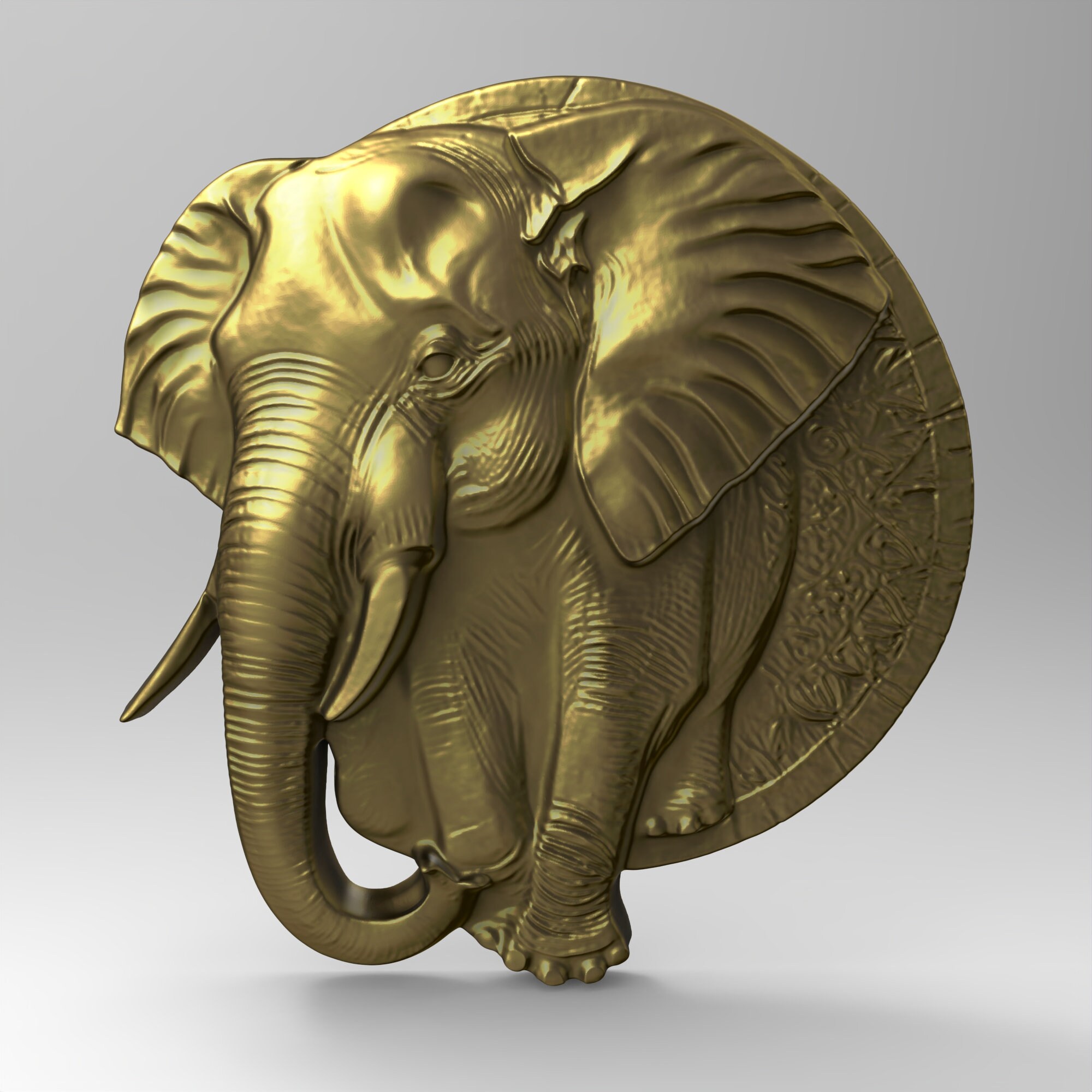 3D Printable Elephant Wall Plaque Sculpture | Lucky Medallion Jewelry ...