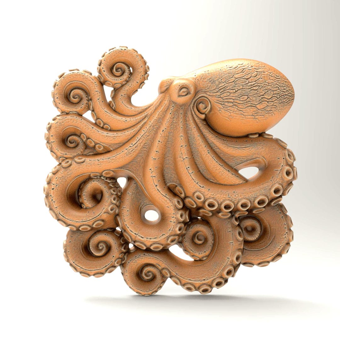 Octopus Plaque STL File for CNC 3d Printer 3D Model Sculpture for CNC ...