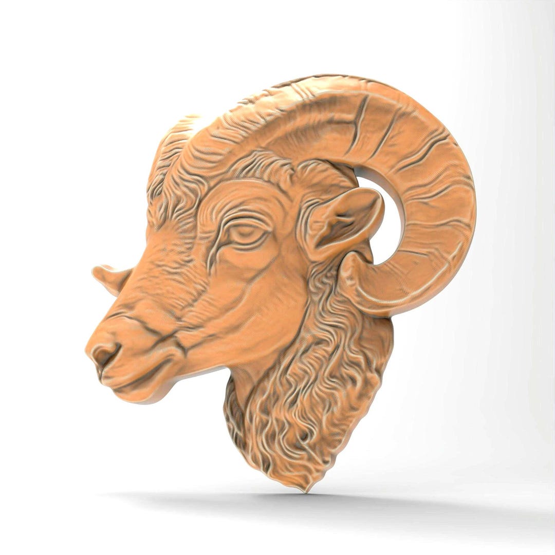 3D Printable Ram Head Aries Sculpture Ornament STL Files for CNC Router ...