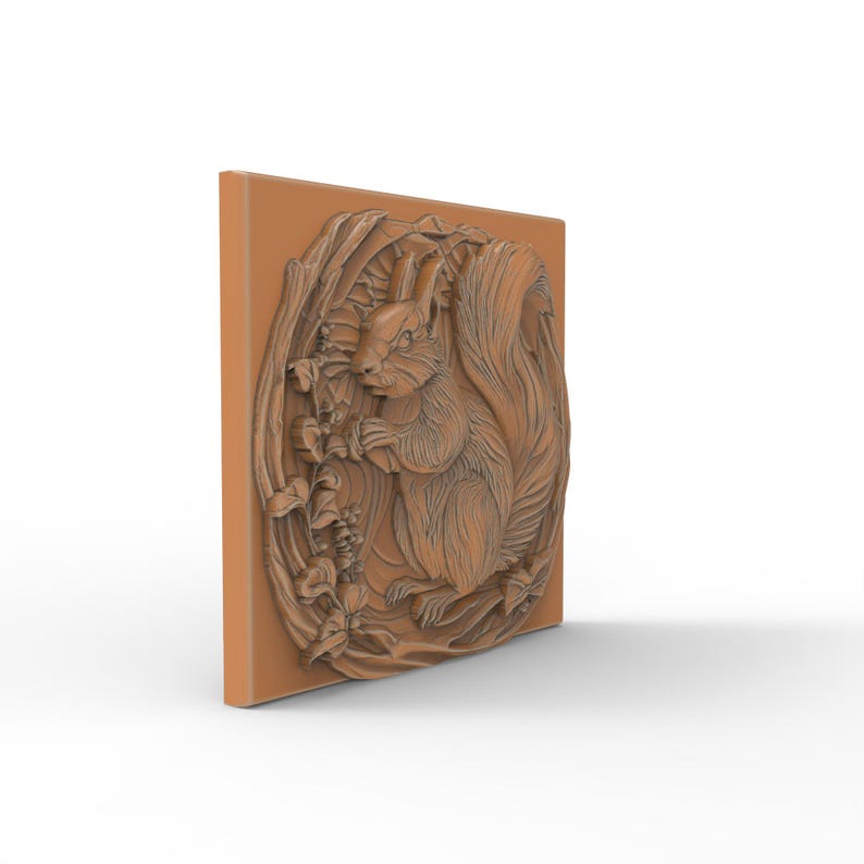 STL File for CNC & 3D Printing Squirrel in Nature 3D Relief Digital ...