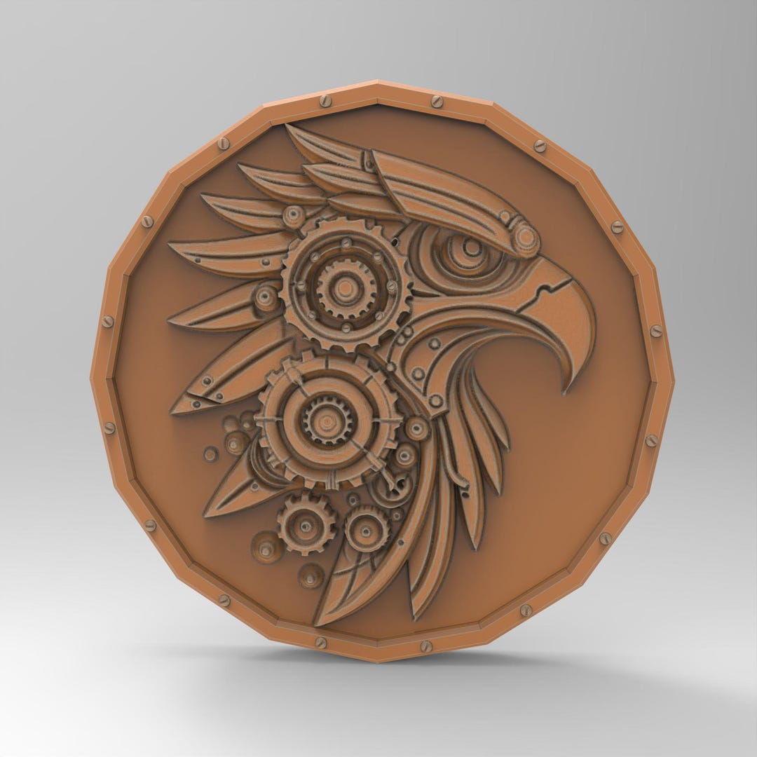 Steampunk Eagle Coin STL File for CNC Router 3D Printer and Laser ...