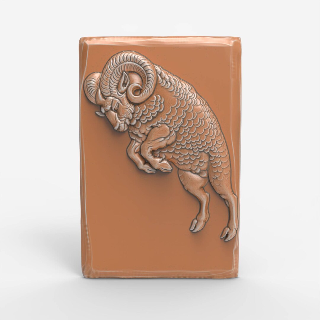 Ram Relief STL File 3D Model Plaque Curved Horns for CNC Carving Laser ...