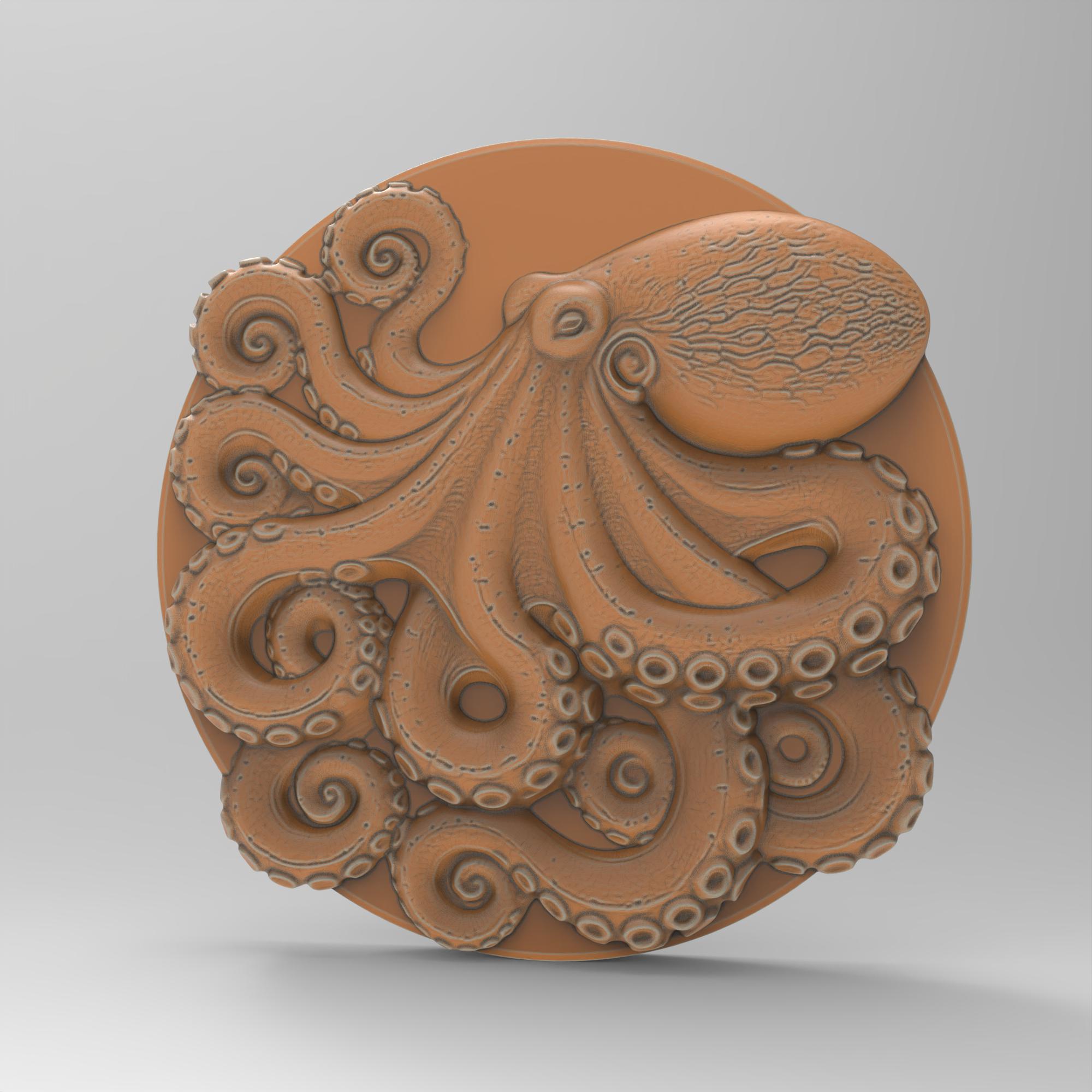 Steampunk Octopus Plaque 3D Model for CNC and 3D Printing - Detailed ...
