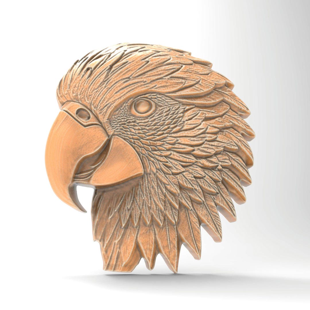 3D Printable Parrot Bird Head Sculpture Flat Back Statue STL Files for ...